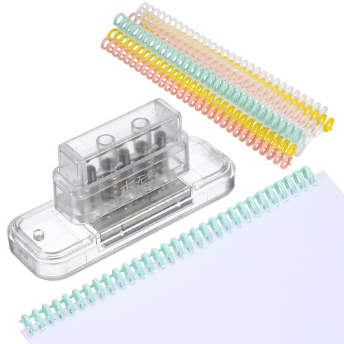 5 Hole Paper Puncher with 10Pcs 30 Ring Loose-Leaf Rings, Transparent ...