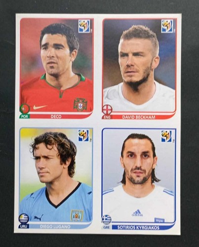 DECO/BECKHAM/LUGANO - Panini Sheet 4 stickers WC South Africa 2010 ...