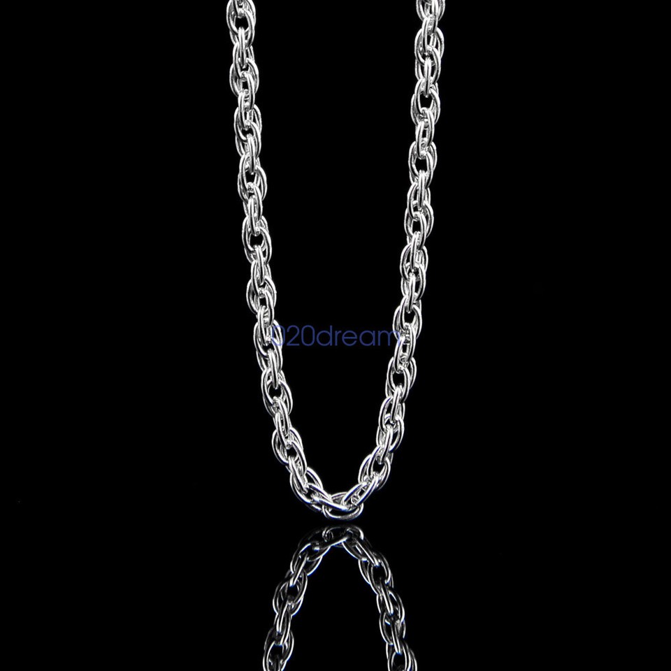 1.7mm Real 925 Sterling Silver Necklace Curb Rolo Chain 16-30inch ...