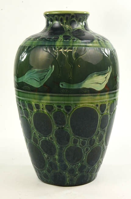 Weller Pottery Rhead Faience Arts and Crafts 13" Vase With Running ...