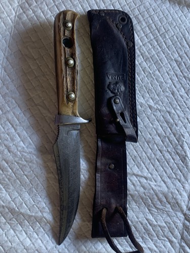 1967 PUMA 6393 SKINNER-CARBON STEEL BLADE- LEATHER SHEATH-W/ XL STAG🇩🇪 ...