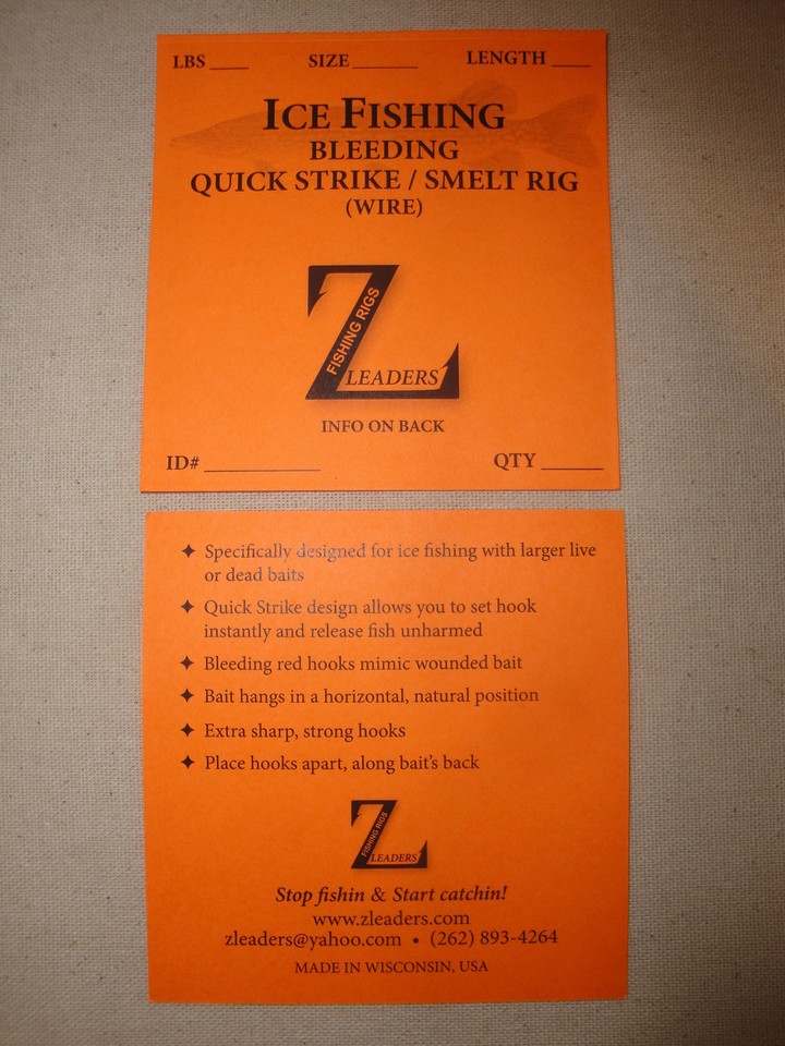 40# ICE FISHING BLEEDING QUICK STRIKE / SMELT RIG (3-Pack) Northern ...