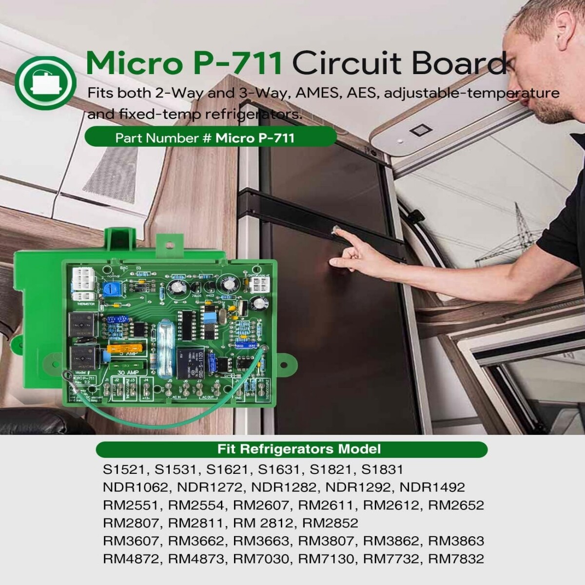MICRO P-711 Dometic Control Board for Dometic 2-way (AC, gas) 3-way (AC ...