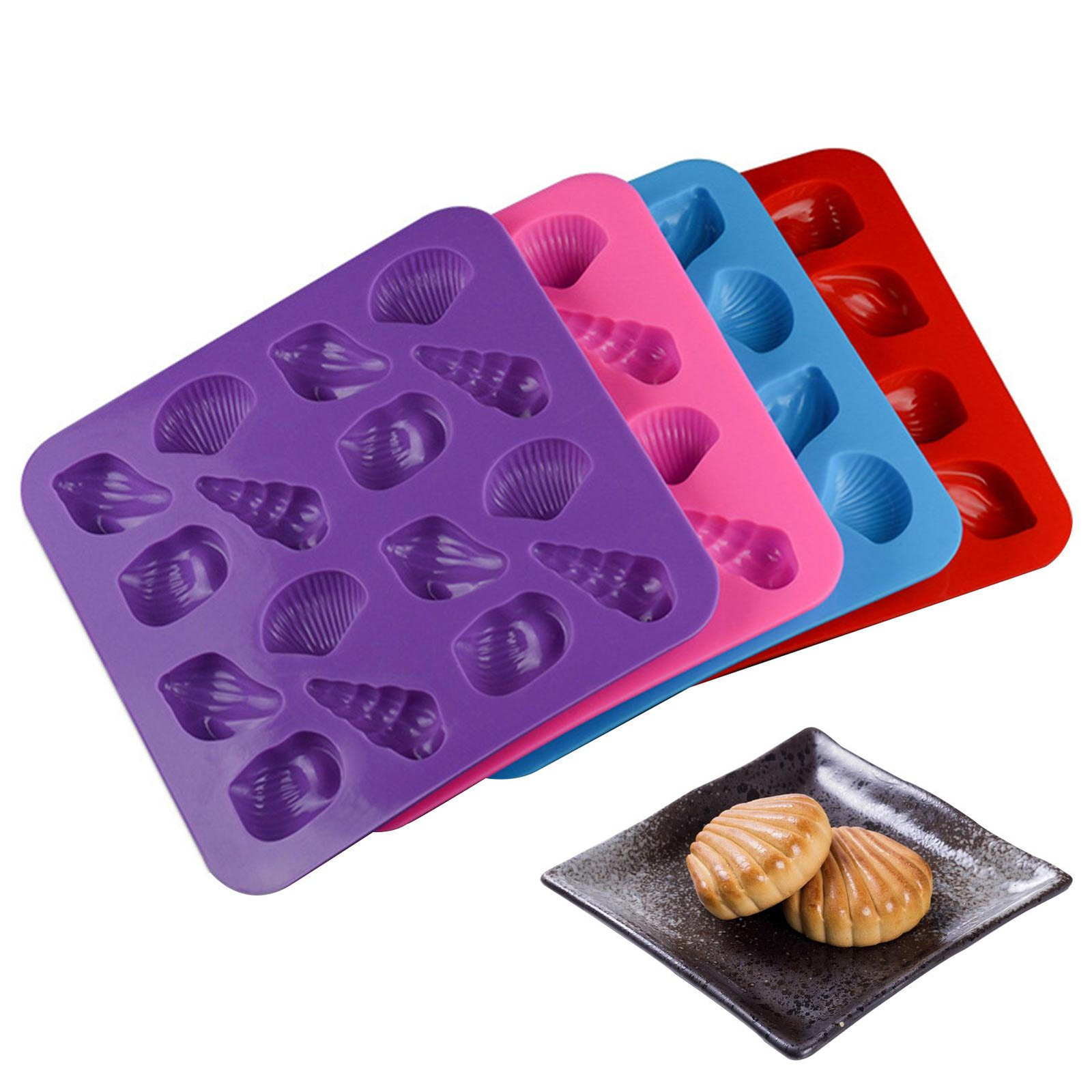 1pc 16 Cavity Seashell Silicone Chocolate Candy Mold Tray Candy Making ...