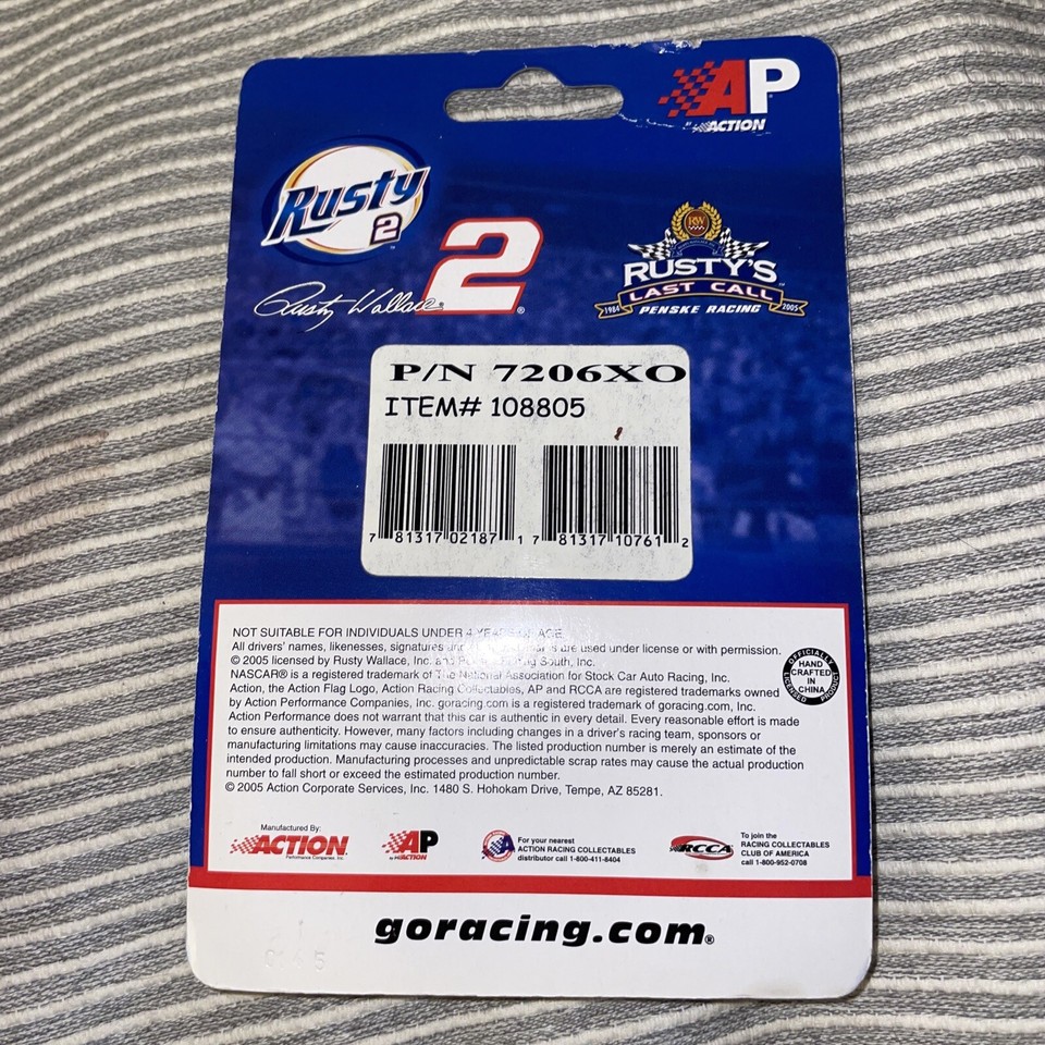 2005 Rusty Wallace Diecast Stock Car 1:64 Rusty's Last Call Limited ...