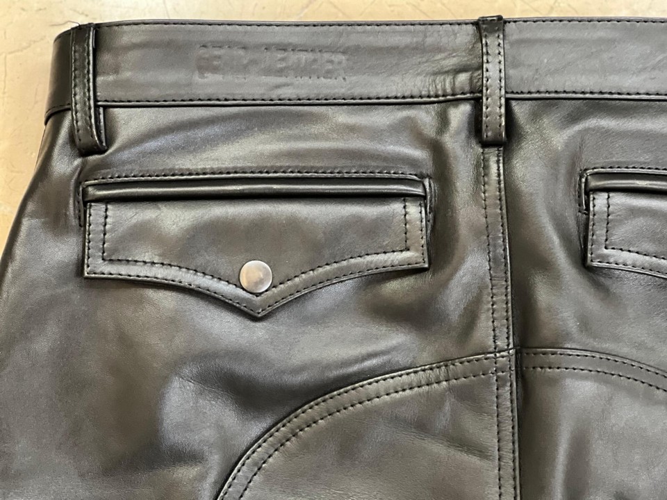 Mens Genuine Leather Black Pants Lader Hosen Trousers Real Biker Rider ...