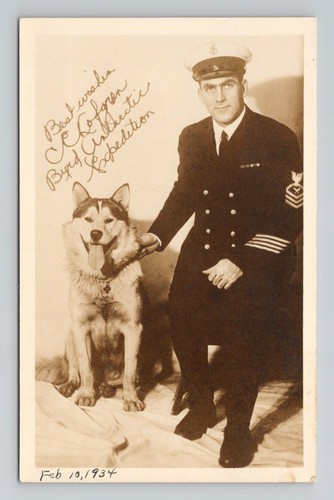 FAMOUS PEOPLE RPPC CHARLES LOFGREN & DOG Byrd Antarctic Exped Photo ...