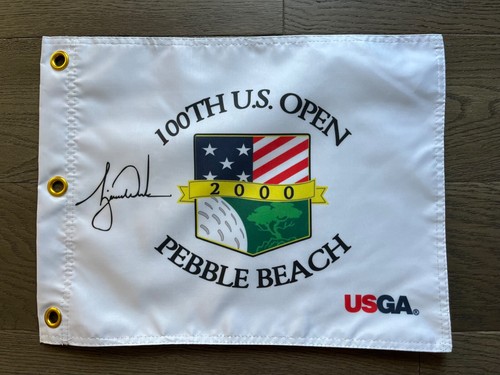 2000 US Open @ Pebble Beach White Souvenir Flag w/Tiger Woods PGA ...