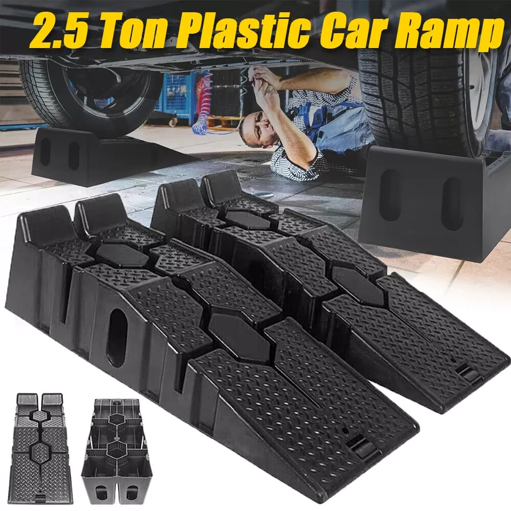 2X Heavy Duty 5 Ton 2.5+2.5 Ton Plastic Car Ramp Lifting Ramps 33cm ...