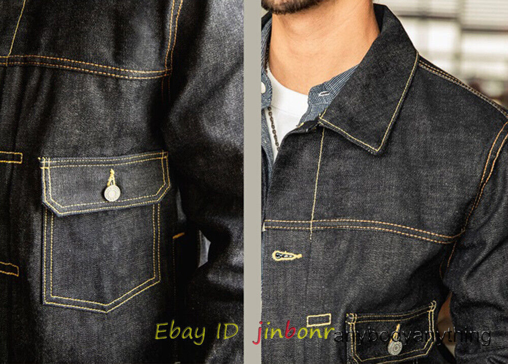 Denim Jacket Men's 16oz Heavyweight Selvedge Coat Vintage Casual Top | eBay