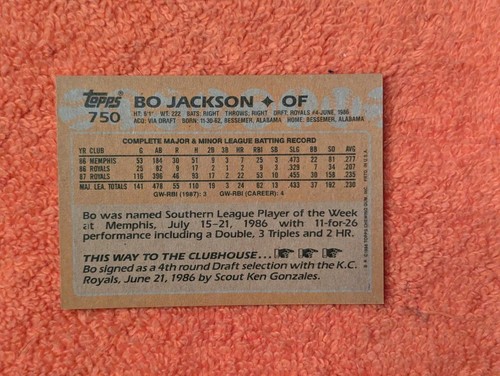 1988 Topps - Bo Jackson #750 | eBay