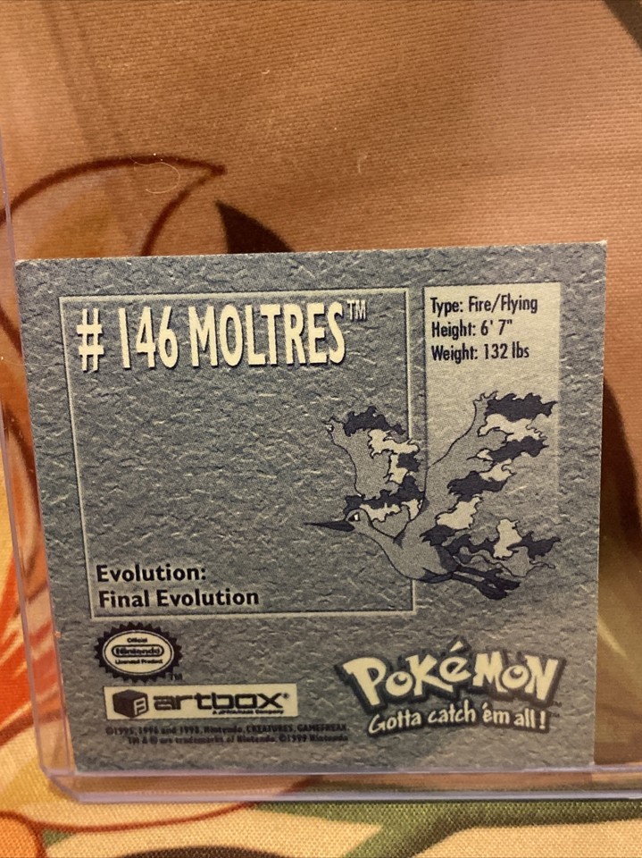 Vintage 1999 Series 1 Collectible Artbox Pokémon Sticker #146 Moltres ...
