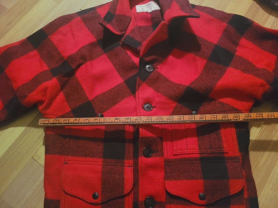 Filson Buffalo Plaid Double Mackinaw 100% Wool Packer Jacket Coat S ...