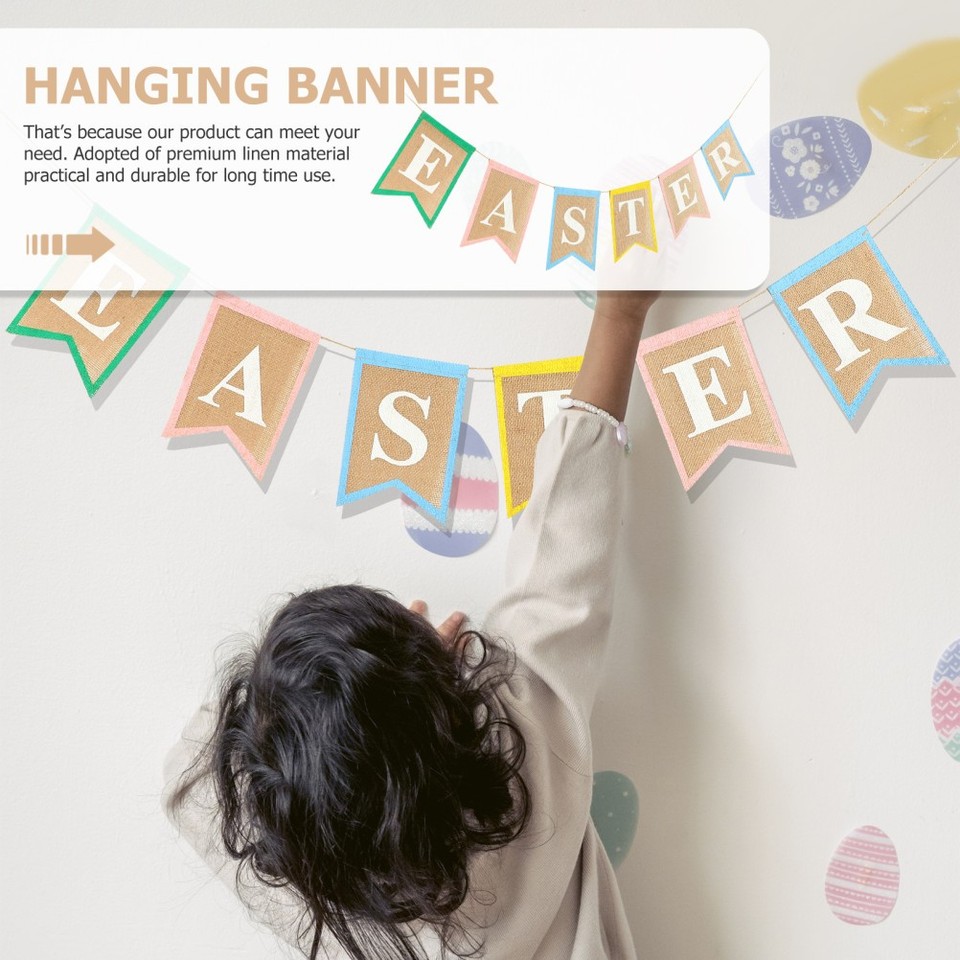 Easter Banner Decoration Party Hanging Bunting Easter Bunting Decor ...