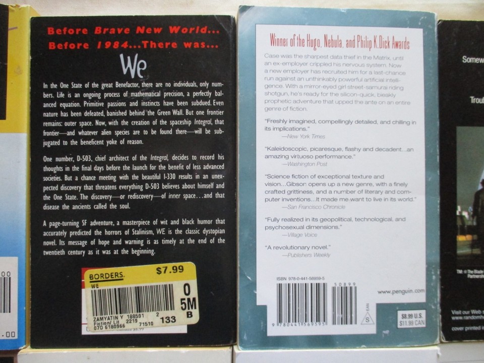 10 Vintage Dystopian Paperbacks! William Gibson. George Orwell. Yevgeny ...