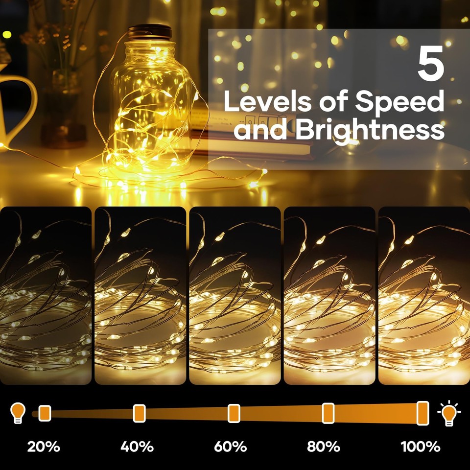 Luci LED a Batteria 2 x 6M 60LED Lucine LED Decorative 8 modalità con ...