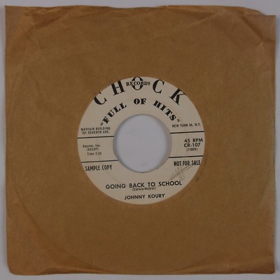 JOHNNY KOURY: Going Back to School CHOCK Rocker 45 Promo NM- Rare ‘58 ...