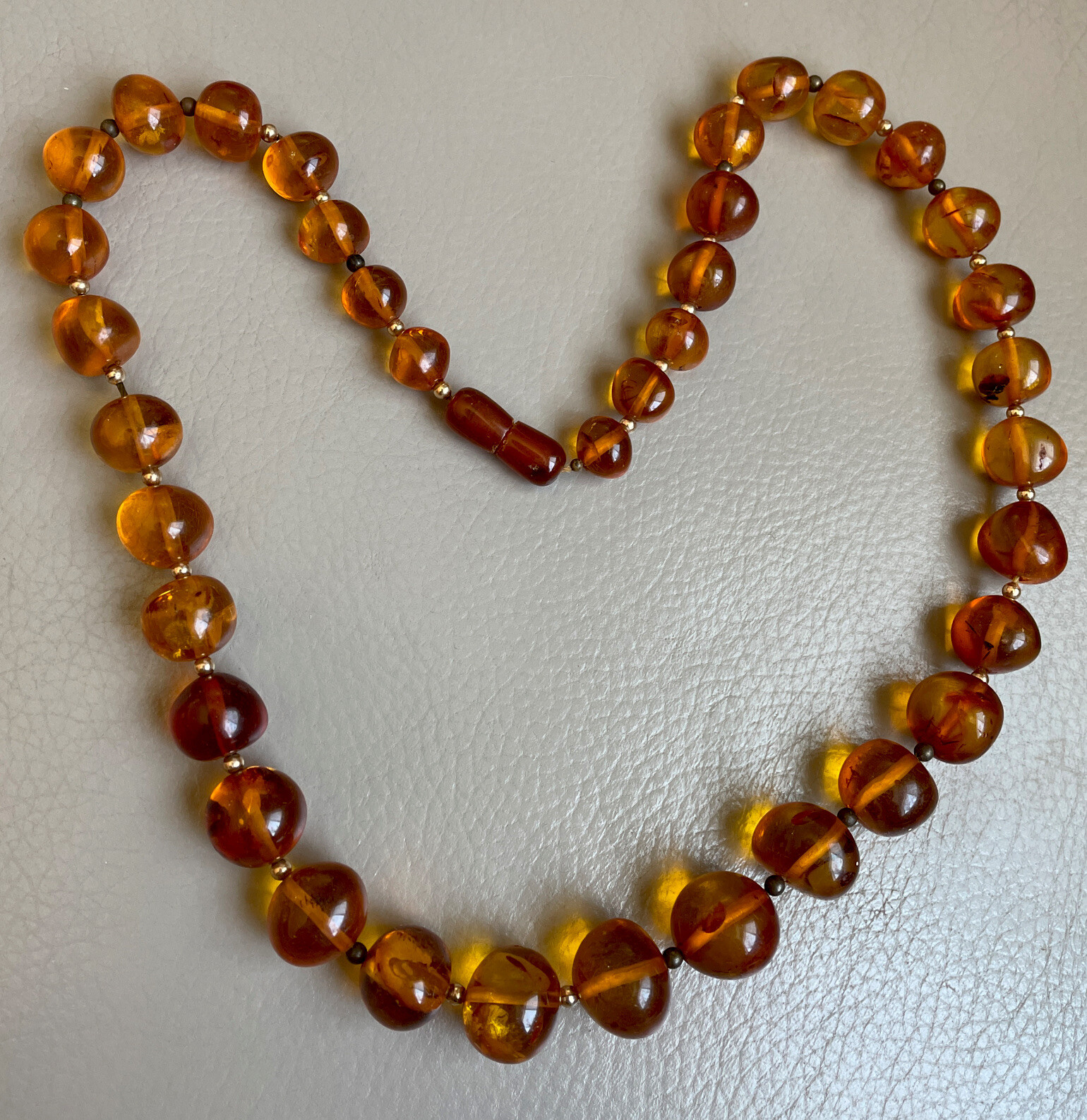 Antique Authentic Honey Cognac Baltic Amber Bead 24" … - Gem