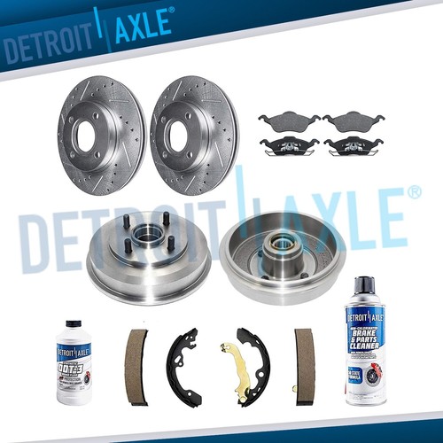 Front Rotors Brake Pads and Rear Drums Brake Shoes for 2000 - 2004 Ford ...