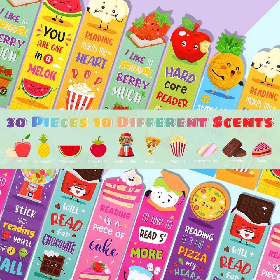 30 Pcs Scented Scratch and Sniff Bookmarks Fruit Food Theme for Kids | eBay