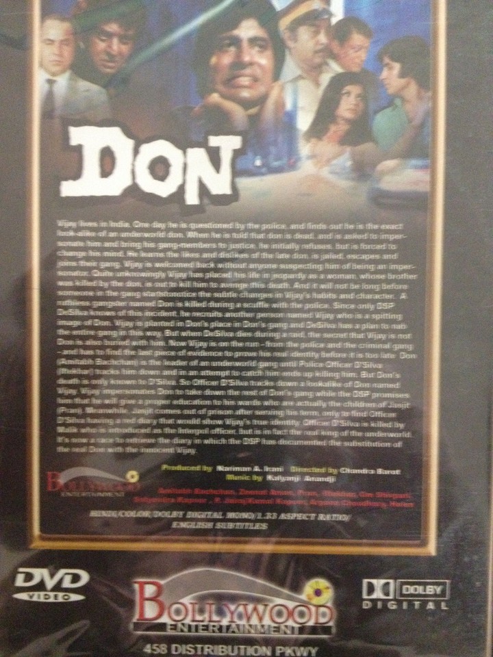Don, DVD, Bollywood Ent, Hindi Language, English Subtitles, New | eBay