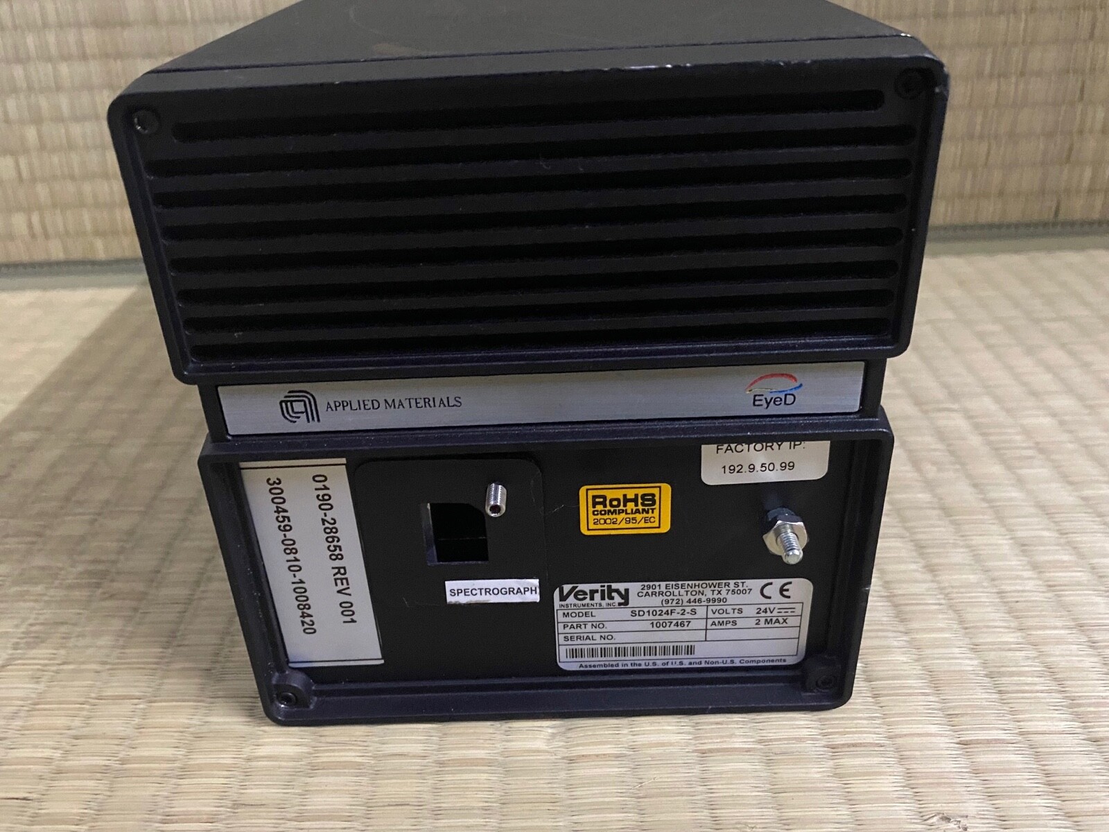 APPLIED MATERIALS 0190-28658 VERITY EYED SPECTROGRAPH 1007467 SD1024F-2 ...