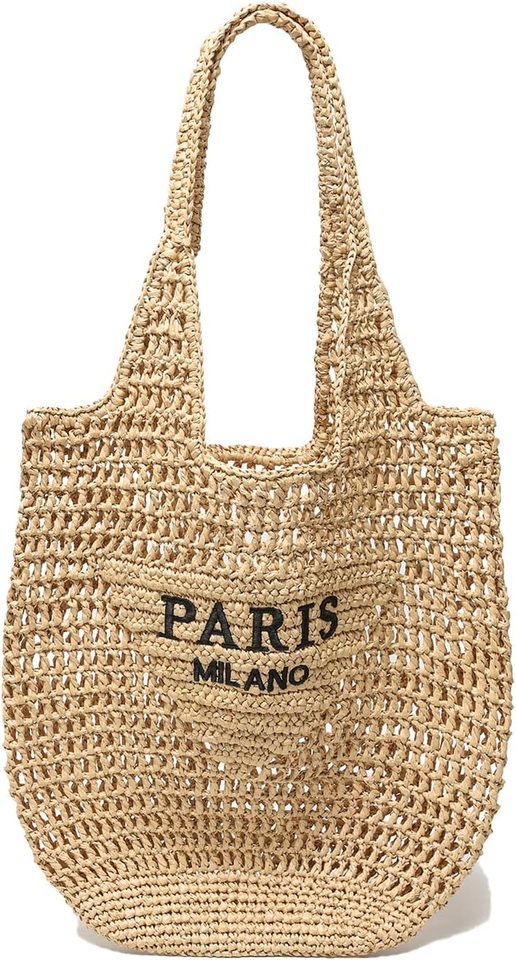 Straw Beach Bags for Women, Large Woven Tote Bag, Summer Shoulder Bag ...