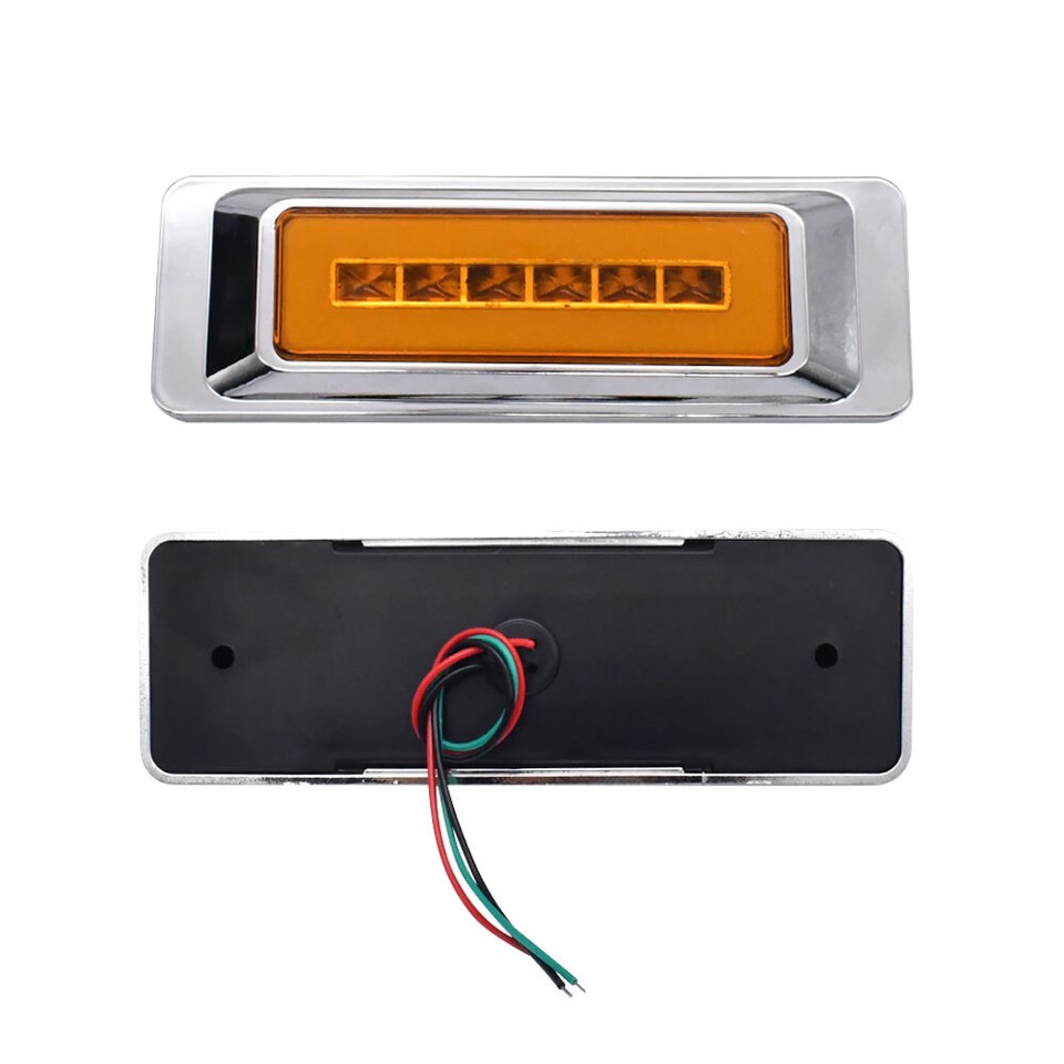 Pair Rectangle Marker Lights Amber LED Truck Trailer Side Turn Signal ...