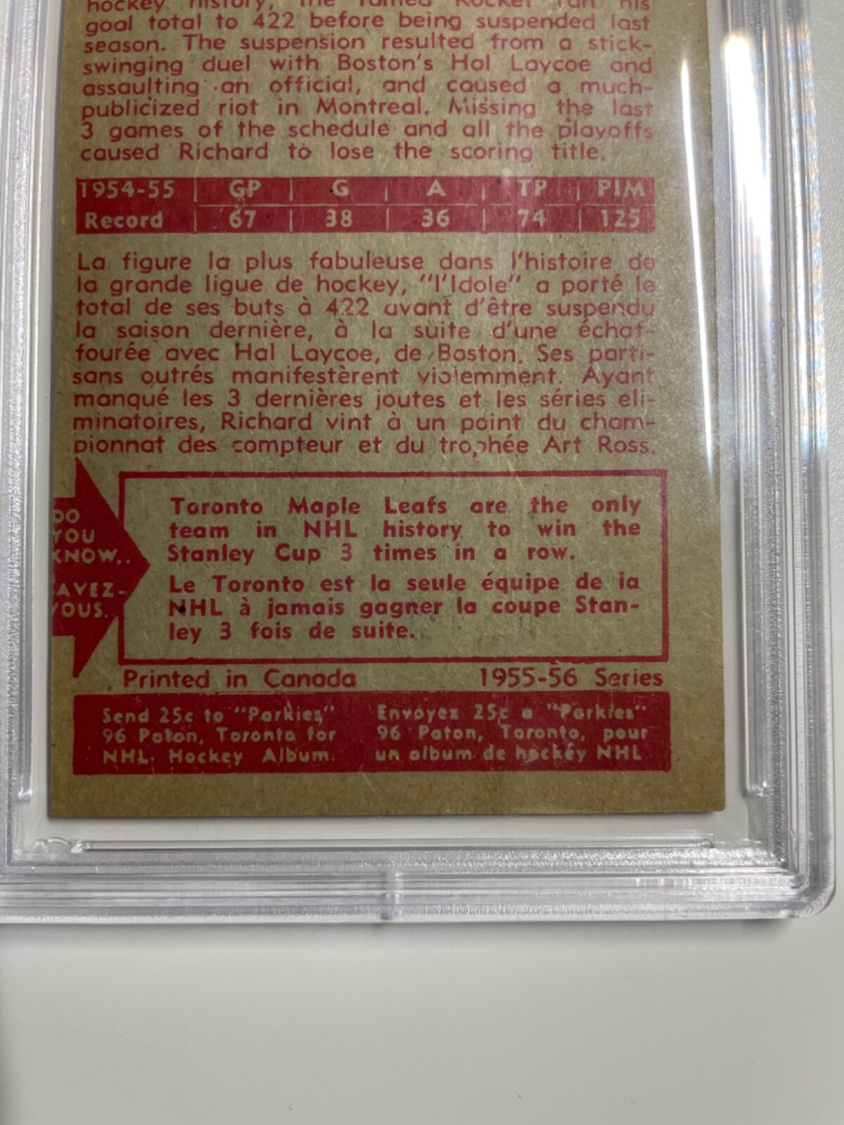 1955 parkhurst Maurice Rocket Richard #37 psa-4. hof | eBay