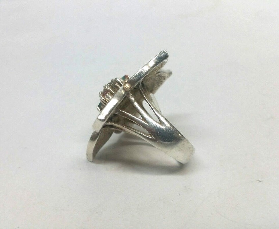 Pretty Sterling Silver 925 Mother of Pearl Flower Ring Size 5 3/4 ...