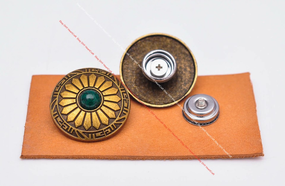 10X Brass Sun Flower Leathercraft Turquoise Concho Snap Button ...
