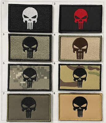 Punisher Skull Patches Hook and Loop Fastener 3" x 2" | eBay