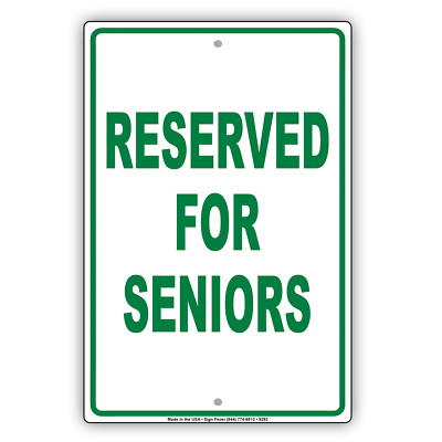 Reserved For Seniors Parking Wall Art Decor Novelty Notice Aluminum ...