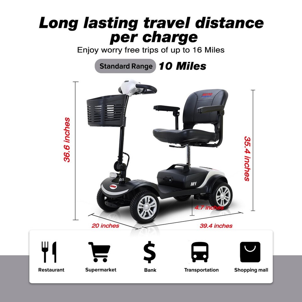 Outdoor Electric Power Mobility Scooter 4 Wheels Foldable Scooter W ...