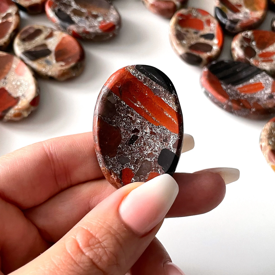 ASTRAL TRAVEL Red Jasper Conglomerate Worry Stone | Pudding Stone ...