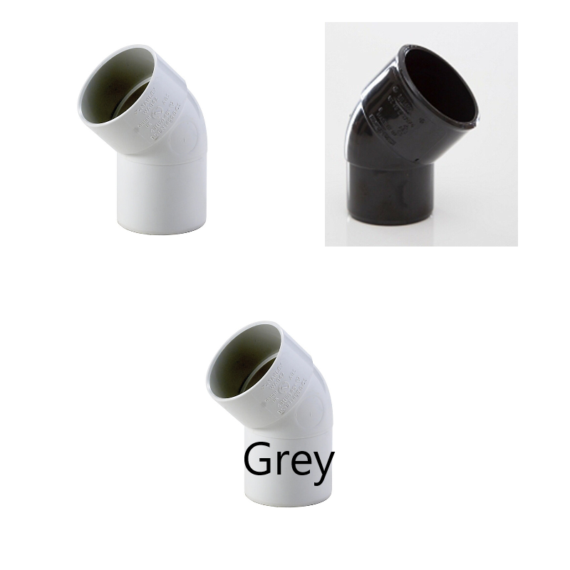 45° Solvent Weld Waste Pipe Bend 32mm 40mm 50mm – Grey/White/Black PVC ...