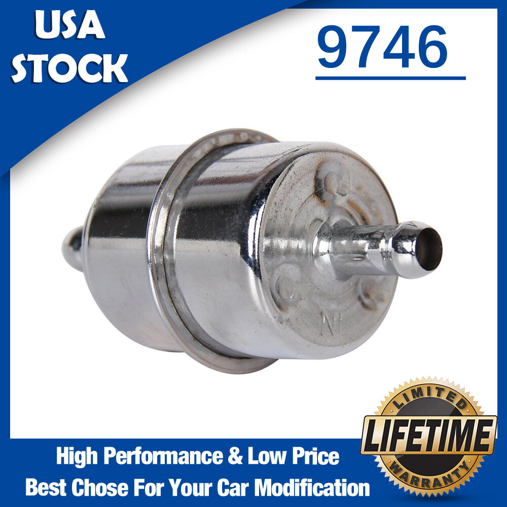 Silver Chrome Fuel Filter Fits 3/8" ID Hose Inline Car Auto Parts Fuel ...