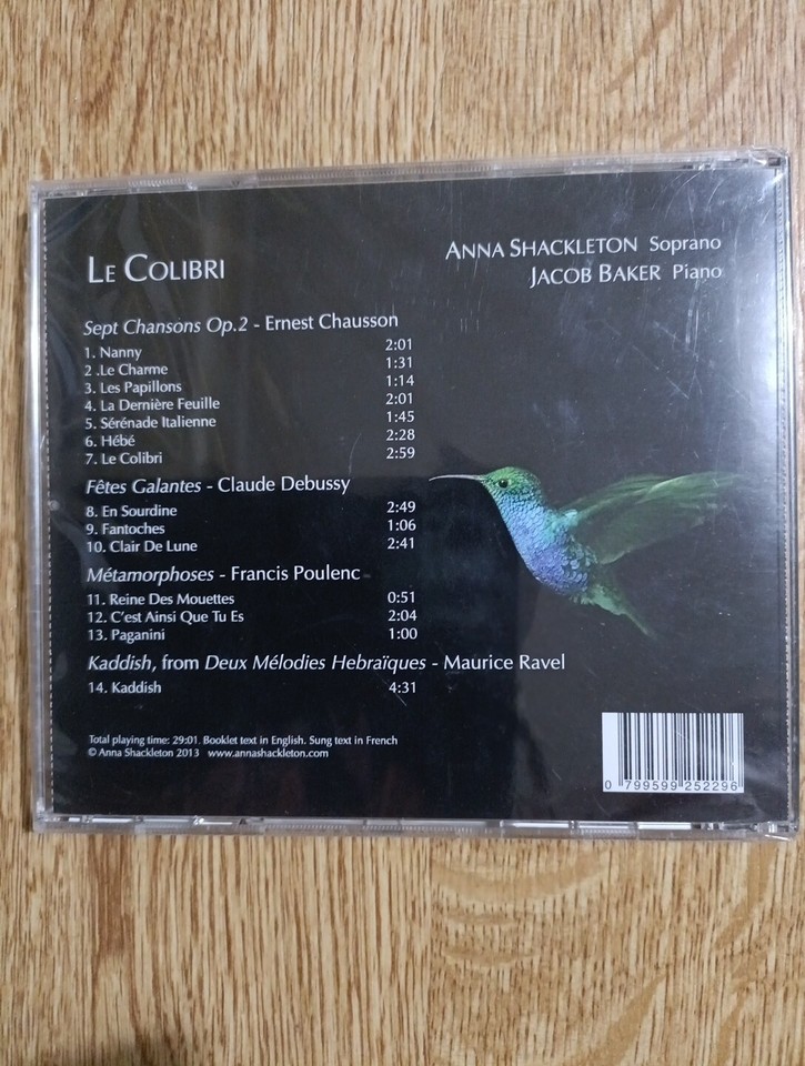 Le Colibri (CD) 2013 Anna Shackleton Jacob Baker, Hummingbird Music | eBay