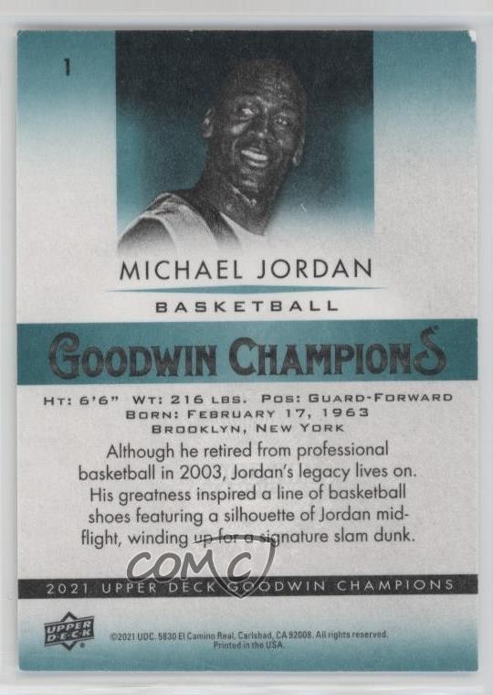 2021 Upper Deck Goodwin Champions Michael Jordan #1 HOF 0u9w | eBay