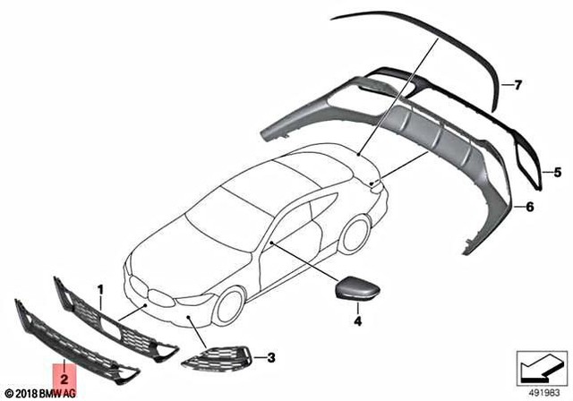 Genuine BMW G15 Front Bumper Grille Finisher Air Intake 51118074800 for ...