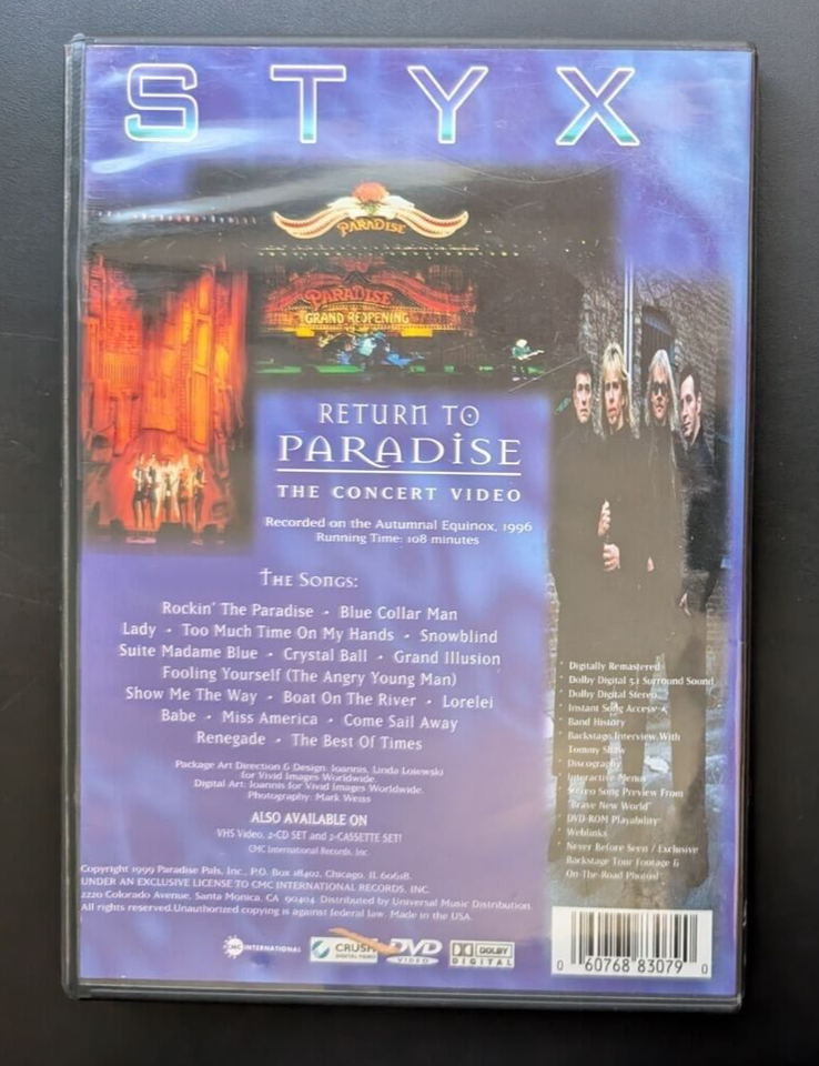 Styx - Return to Paradise (DVD) | eBay