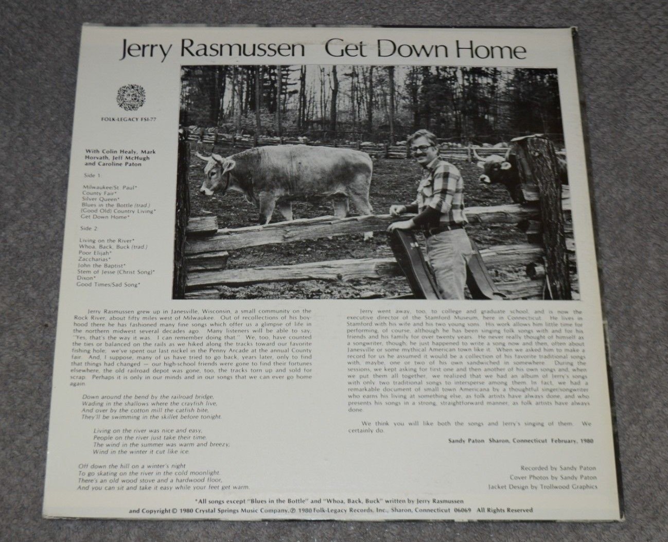 Jerry Rasmussen~Get Down Home~1980 Folk~Folk Legacy FSI-77~FAST ...