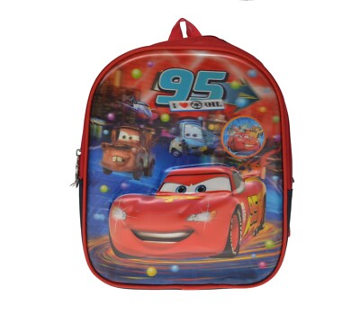 Pixar Car Cartoon Character 3-D School Bag/ Backpack (Red/Navy Blue ...
