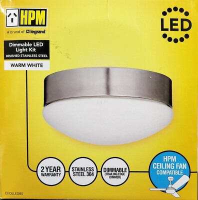 HPM Ceiling Fan Light Kit Dimmable 8.5W LED Warm White Brushed ...