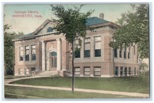 1913 Exterior View Carnegie Library Building Manchester Iowa IA Antique ...