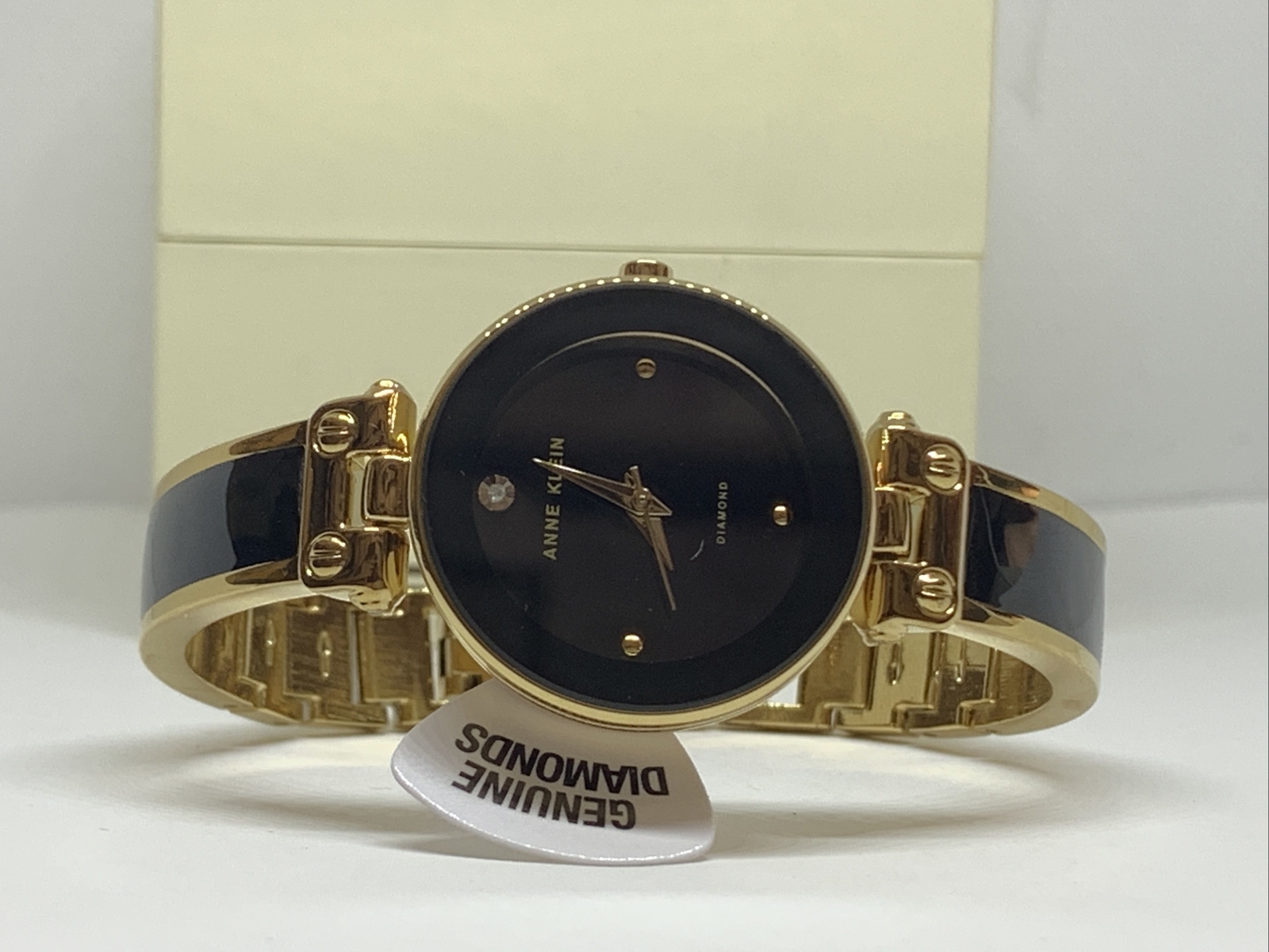 Anne Klein AK/1980BKGB Womens Analog Black Diamond Dial Quartz Wrist ...