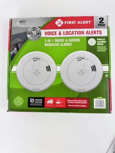 First Alert 2-in-1 Smoke & Carbon Monoxide Alarms 2-Pack Voice Location ...