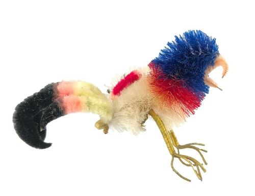 Vintage Japan 2.5" Rooster Pipe Cleaner Figurine Wire Feet Blue Red ...