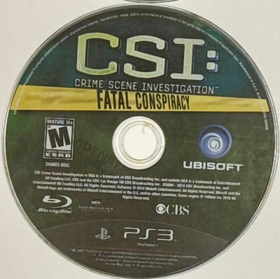 CSI Fatal Conspiracy PS3 Sony PlayStation 3 - Disc Only 8888346005| eBay