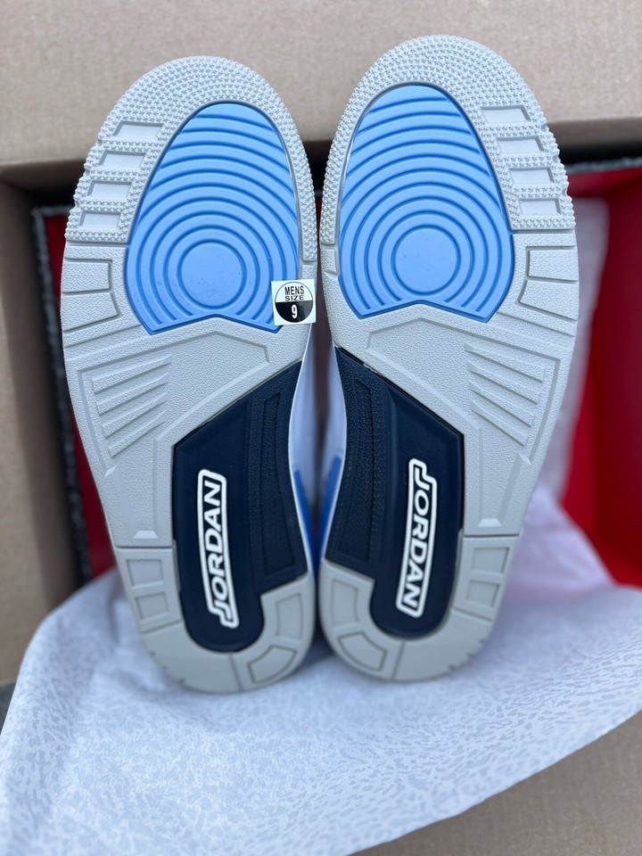 New In Box Jordan Retro 3 UNC Carolina Valor Blue Tech Grey Size 9 2020 ...